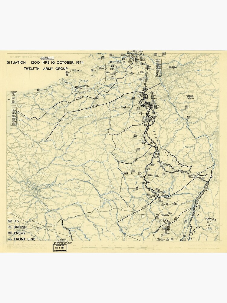 "World War II Twelfth Army Group Situation Map October 10 1944" Poster ...