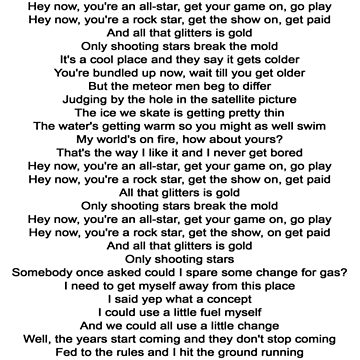 "All Star Lyrics" Sticker for Sale by yamanos | Redbubble