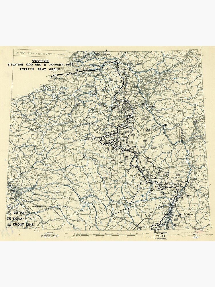 "World War II Twelfth Army Group Situation Map January 11 1945" Poster ...