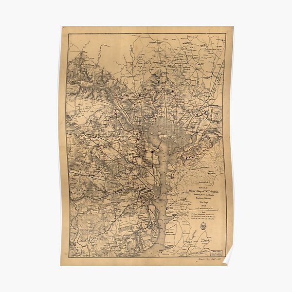 "Military Map of N.E. Virginia Showing Forts and Roads (1865)" Poster ...