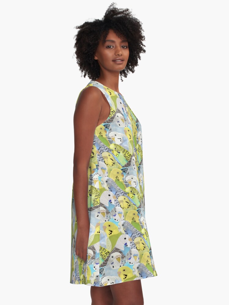 "Budgie Parakeets" A-Line Dress by amymh | Redbubble