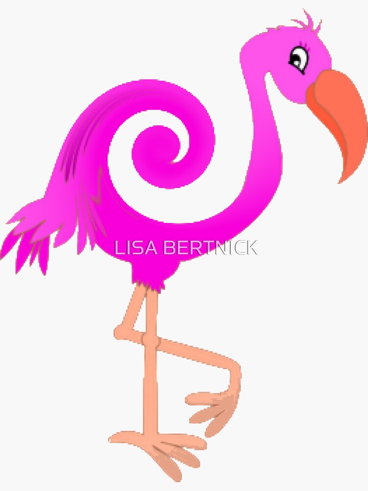 "Crazy pink distorted flamingo bird" Sticker for Sale by mairebertnick ...