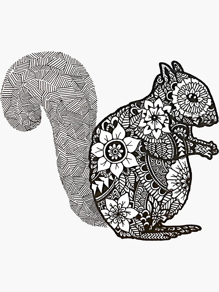 "Zentangle Squirrel" Sticker for Sale by Zentangimals | Redbubble