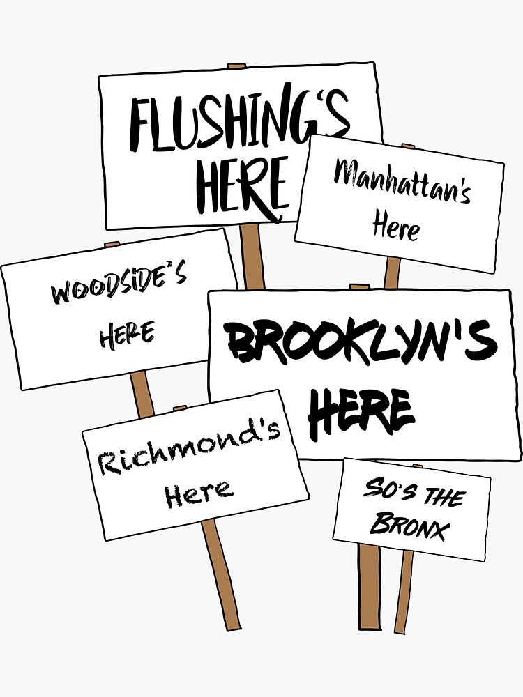 "Newsies: Brooklyn's Here protest signs" Sticker for Sale by broadway ...