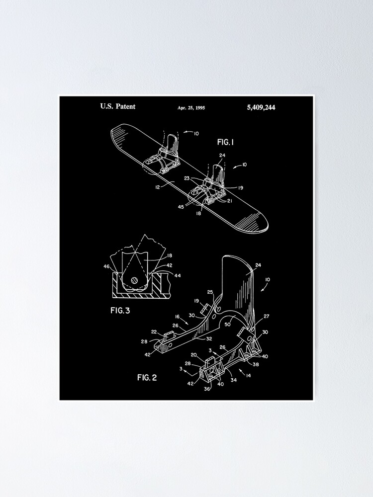 "Snowboard Patent Gifts Posters T-Shirts" Poster by MarkCompton | Redbubble