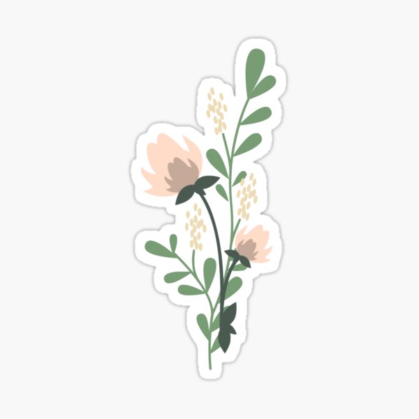 "Peach Flowers & Stems" Sticker for Sale by nehariika | Redbubble