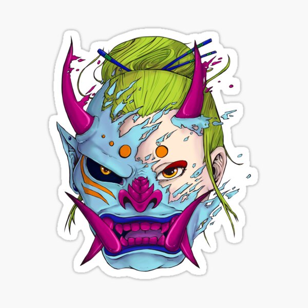 "Blue Oni Women" Sticker for Sale by DarkVisuals | Redbubble