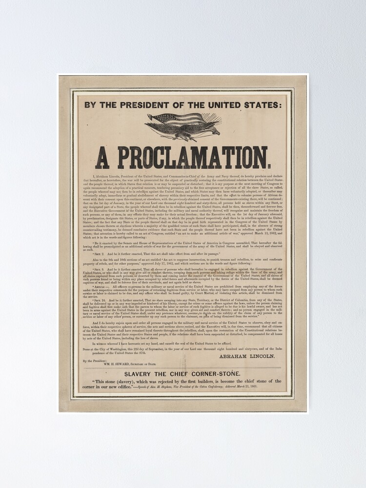 "Preliminary Emancipation Proclamation Broadside (1862)" Poster for ...