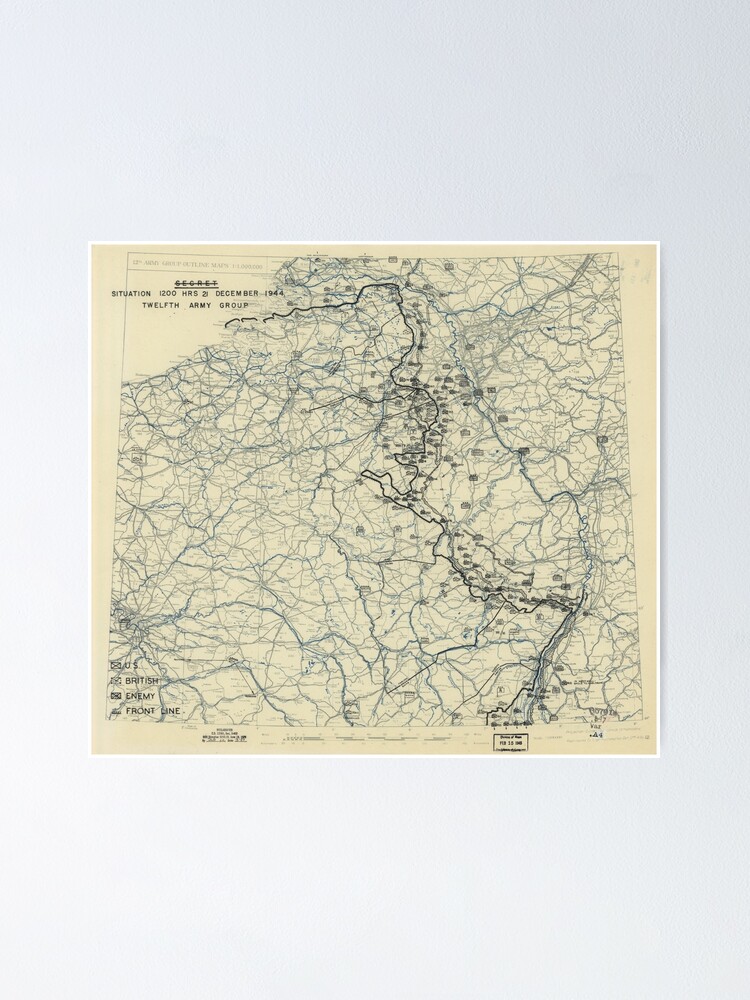 "December 21 1944 World War II Twelfth Army Group Situation Map" Poster ...