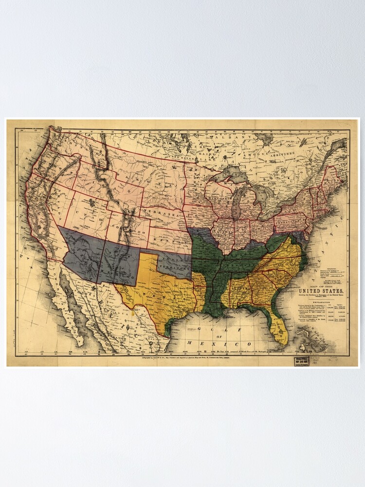 "Civil War Era Map of the United States (January 1864)" Poster for Sale ...