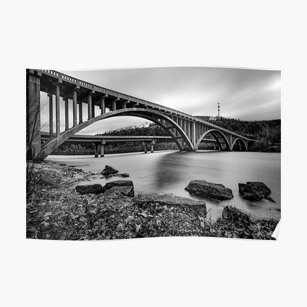 "Lake Taneycomo Bridge - Branson Missouri - Black and White" Poster by ...