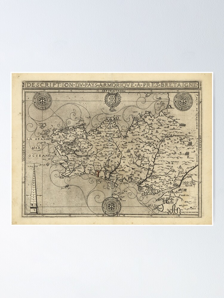 "Regional Map of Brittany and Armorica France (1594)" Poster by ...