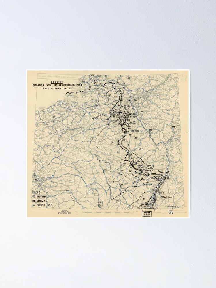"December 14 1944 World War II HQ Twelfth Army Group situation map ...
