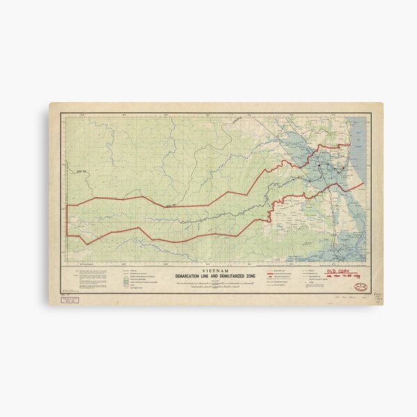 "Vietnam Demarcation Line and Demilitarized Zone Map (1957)" Canvas ...