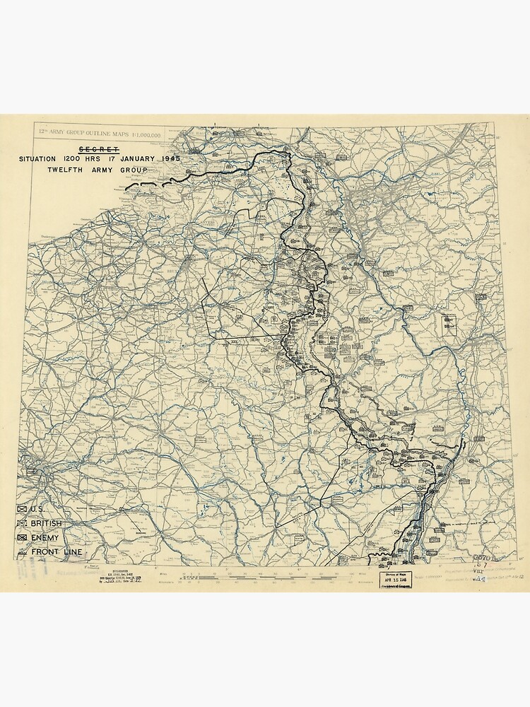 "January 17 1945 World War II HQ Twelfth Army Group situation map ...
