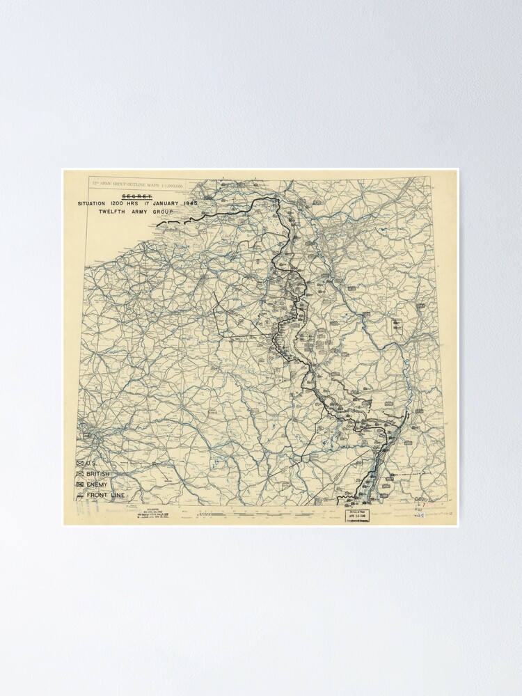 "January 17 1945 World War II HQ Twelfth Army Group situation map ...