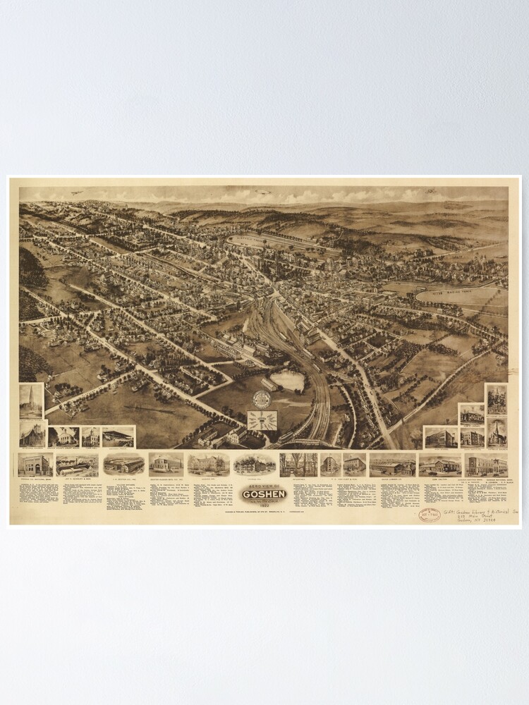 "Aero view Map of Goshen New York by Hughes & Fowler (1922)" Poster by ...