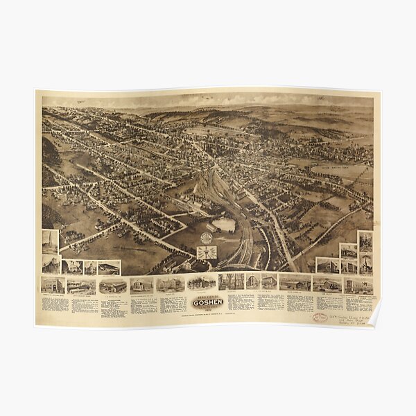 "Aero view Map of Goshen New York by Hughes & Fowler (1922)" Poster by ...