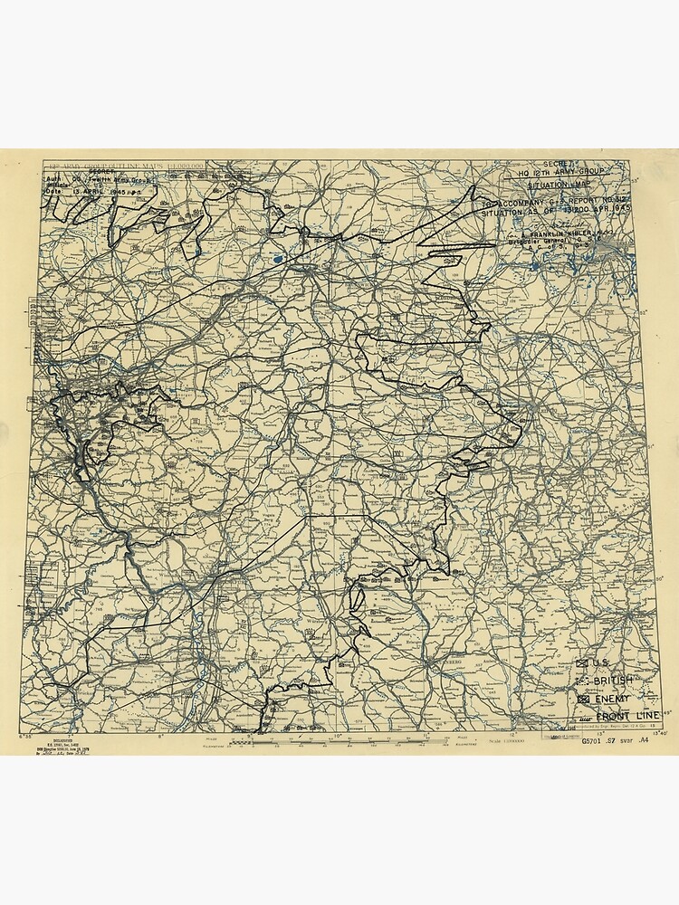 "April 13 1945 World War II HQ Twelfth Army Group situation map ...