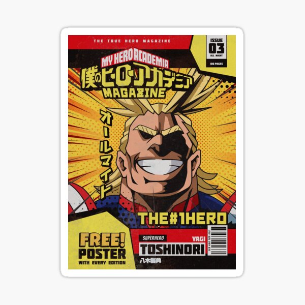 "BnH Academia Magazine: All Might" Sticker for Sale by Waifu-Dope ...