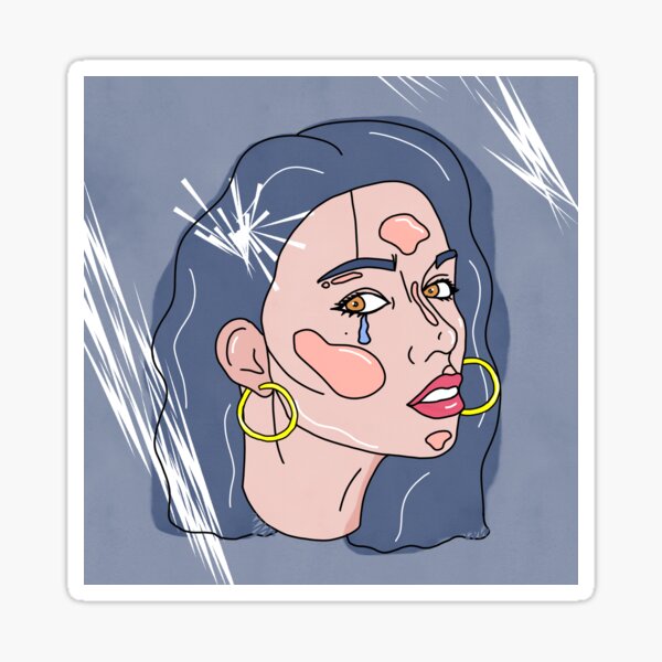 "SAD GIRL" Sticker for Sale by r0undincircles | Redbubble