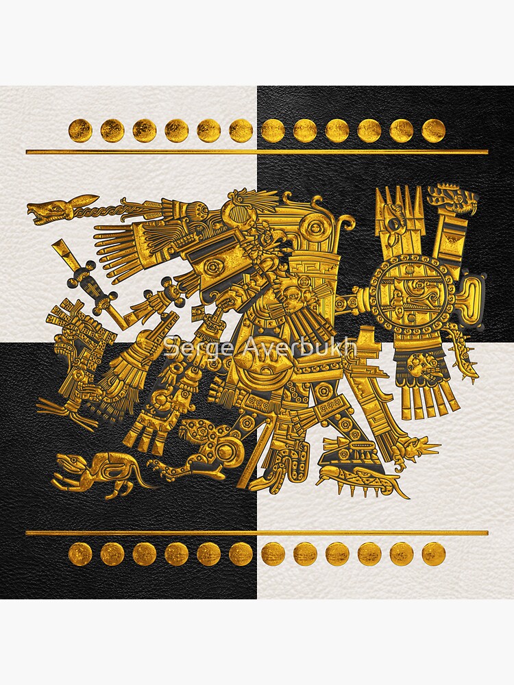 Pegatina «Codex Borgia - Dioses aztecas - Tezcatlipoca dorada - Espejo ...