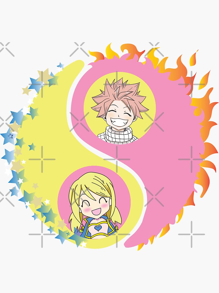 "Lucy Yin, Natsu Yang" Sticker for Sale by BearPlusCat | Redbubble