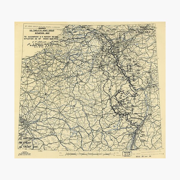 "March 18 1945 World War II HQ Twelfth Army Group situation map ...