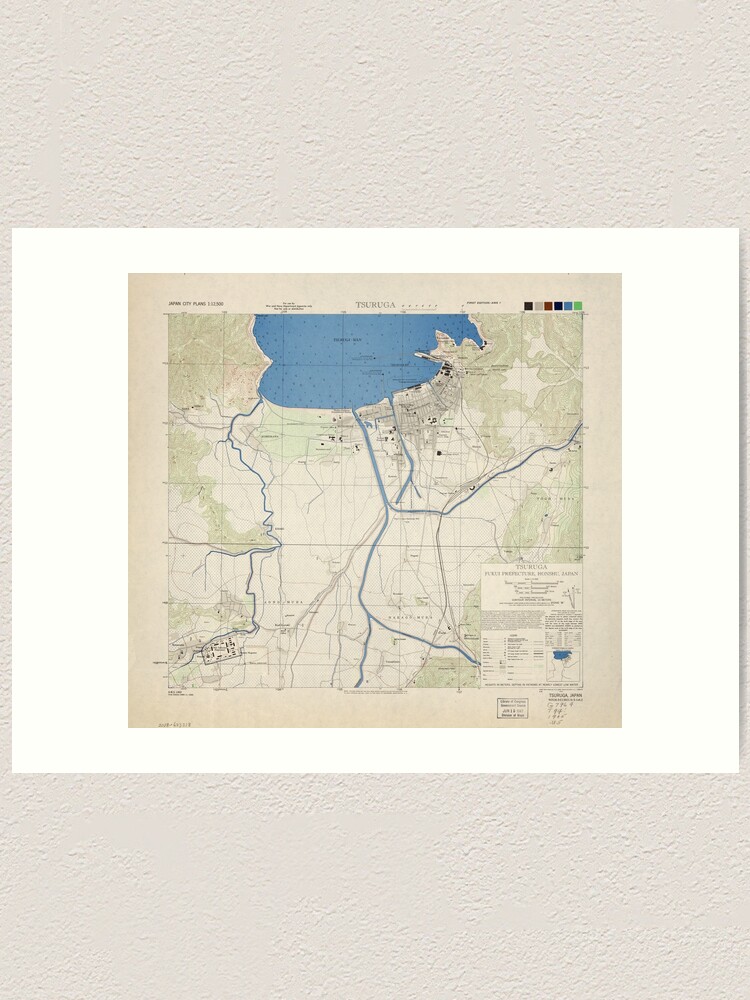 "Map of the City Plans Tsuruga Fukui Japan (1945)" Art Print for Sale ...