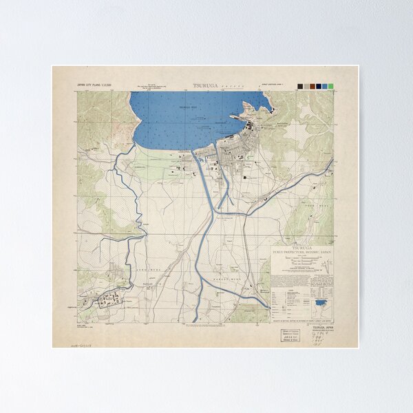 "Map of the City Plans Tsuruga Fukui Japan (1945)" Poster for Sale by ...