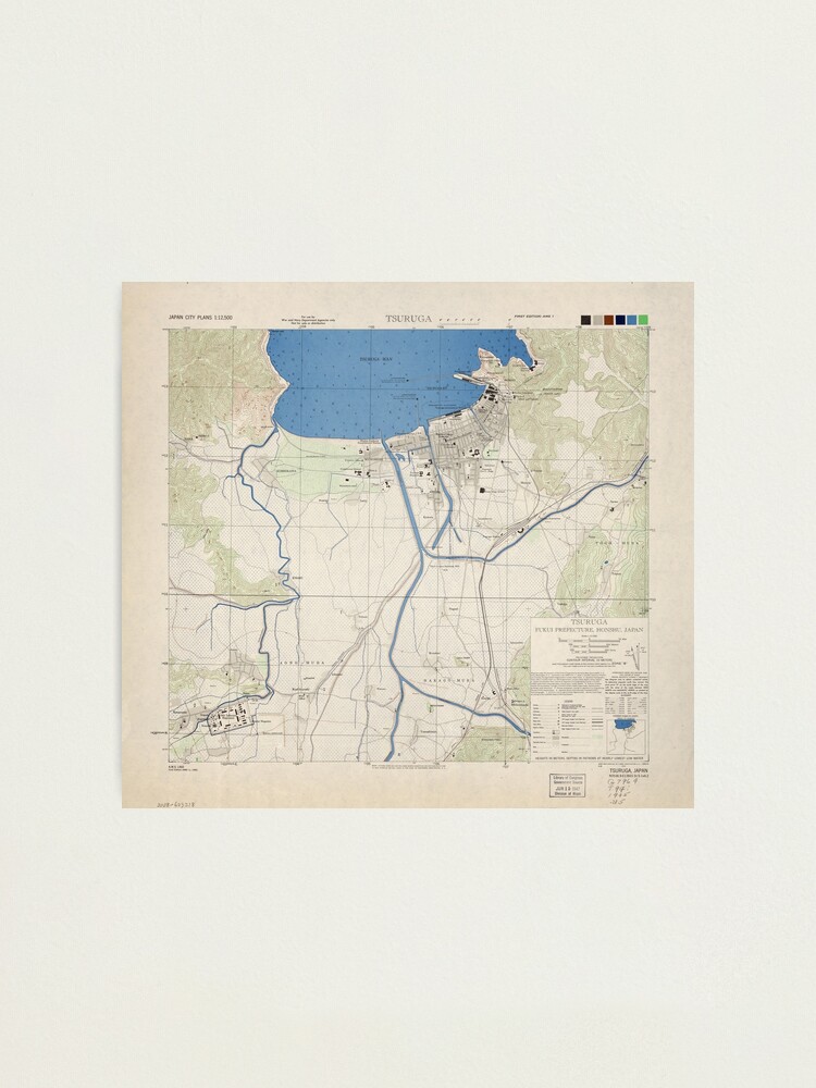 "Map of the City Plans Tsuruga Fukui Japan (1945)" Photographic Print ...