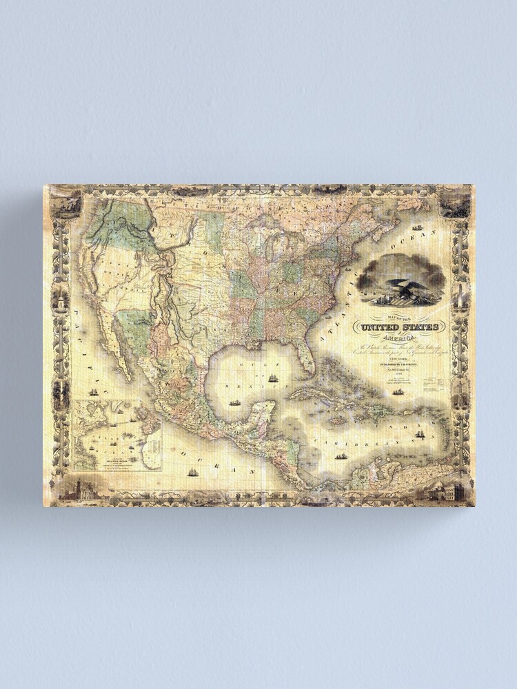 "Map of the United States of America by J.H. Colton (1849)" Canvas ...