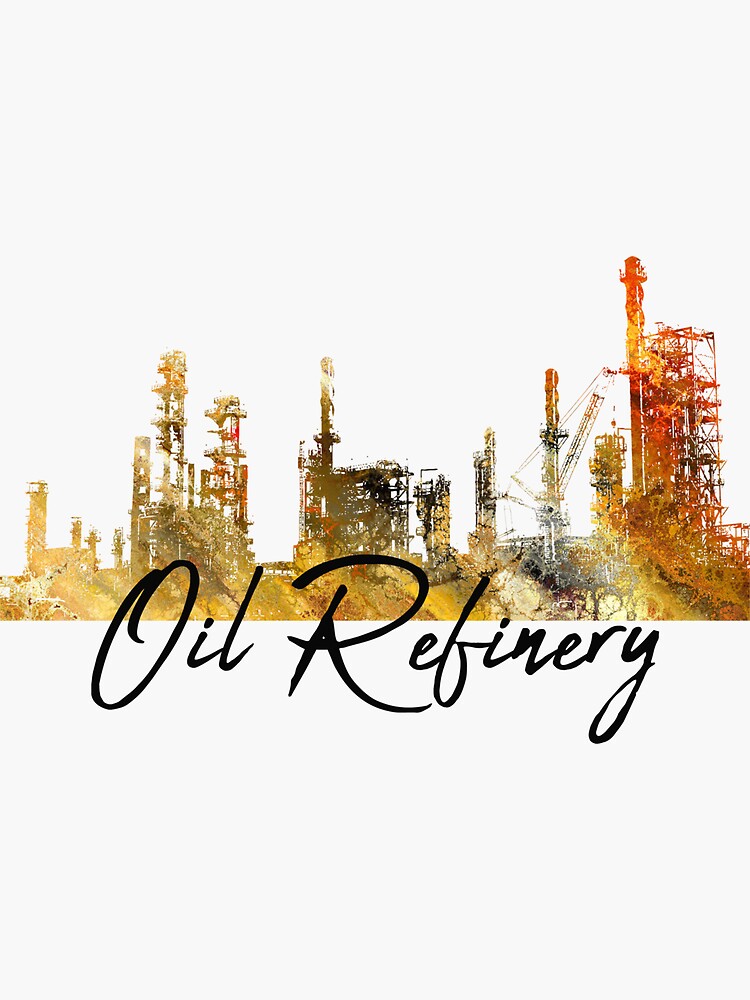 "Skyline Oil Refinery Design" Sticker by KleinJenny | Redbubble