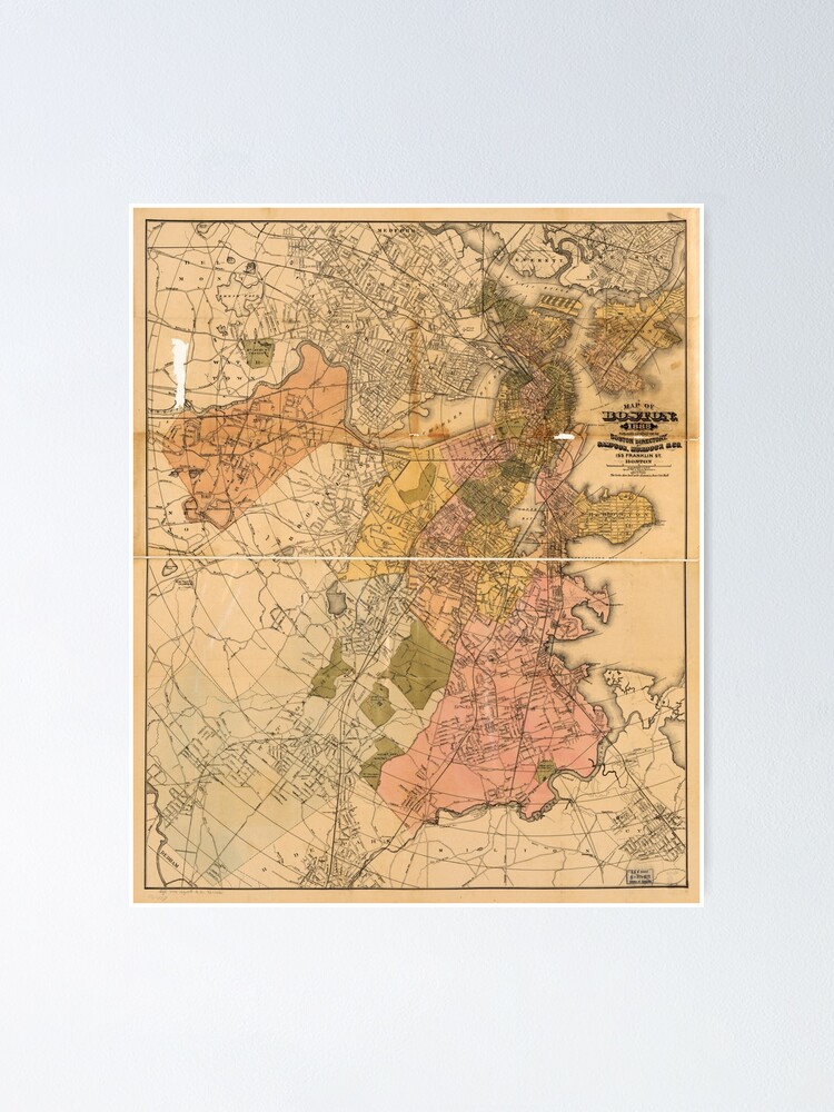 Póster «Mapa de Boston, Massachusetts (1888)» de allhistory | Redbubble
