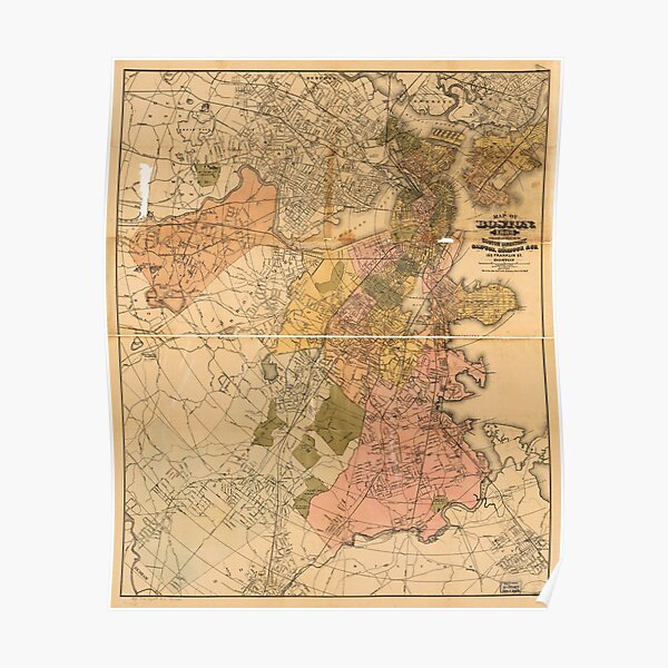 Póster «Mapa de Boston, Massachusetts (1888)» de allhistory | Redbubble
