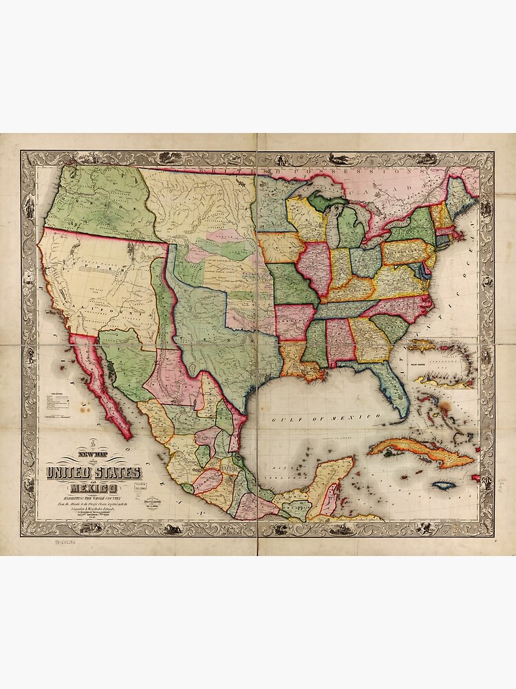 "Map of the United States and Mexico (1847)" Poster by allhistory ...