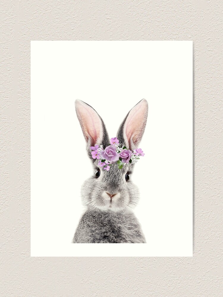 "Bunny With Flower Crown" Art Print for Sale by LotusPrintShop | Redbubble