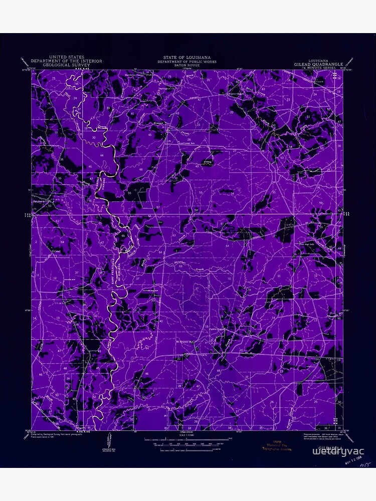 USGS TOPO Map Louisiana LA Gilead 333788 1941 31680 Inverted Premium ...
