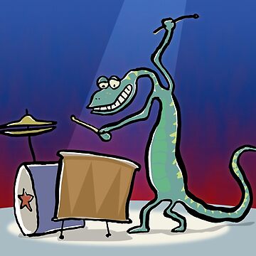 "drum playing lizard" Sticker for Sale by greendeer | Redbubble