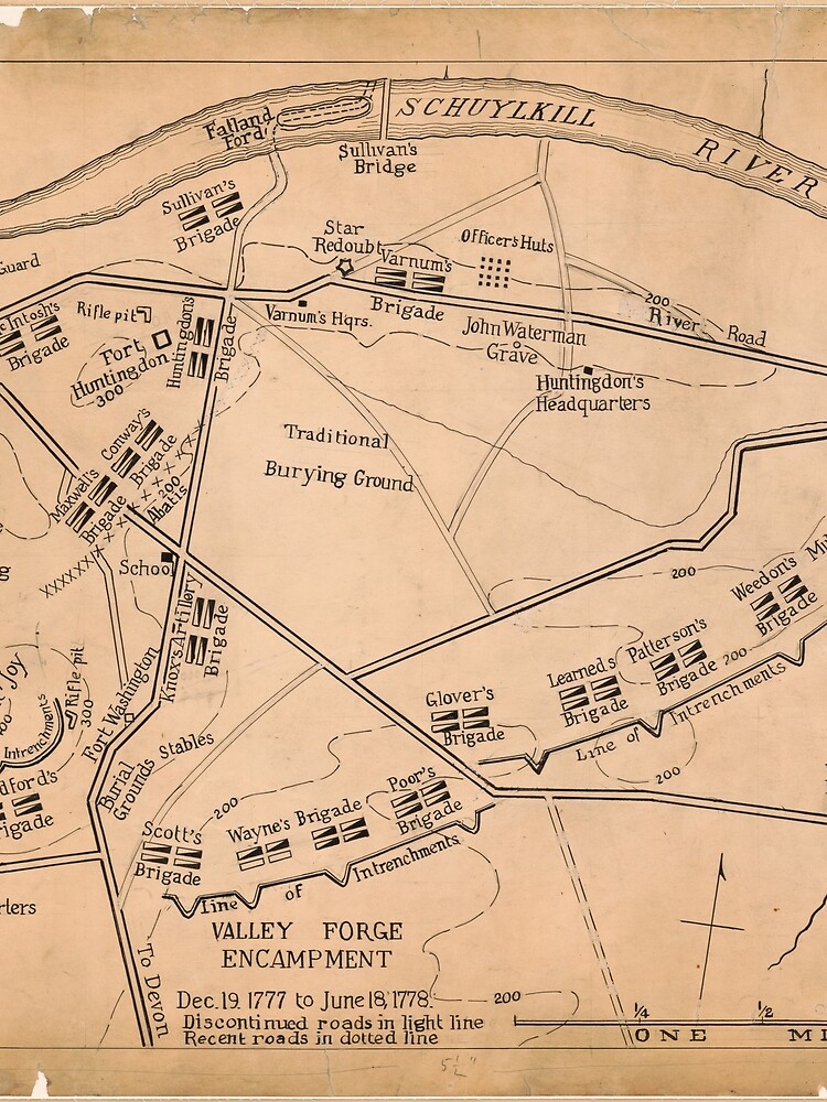 "Valley Forge Encampment Map, Dec. 19, 1777 - June 18, 1778" Scarf for ...