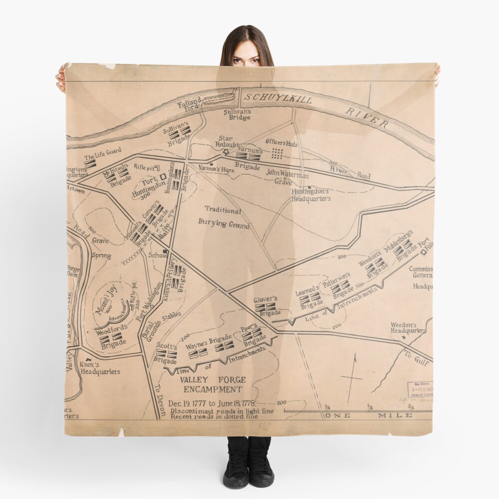 "Valley Forge Encampment Map, Dec. 19, 1777 - June 18, 1778" Scarf for ...