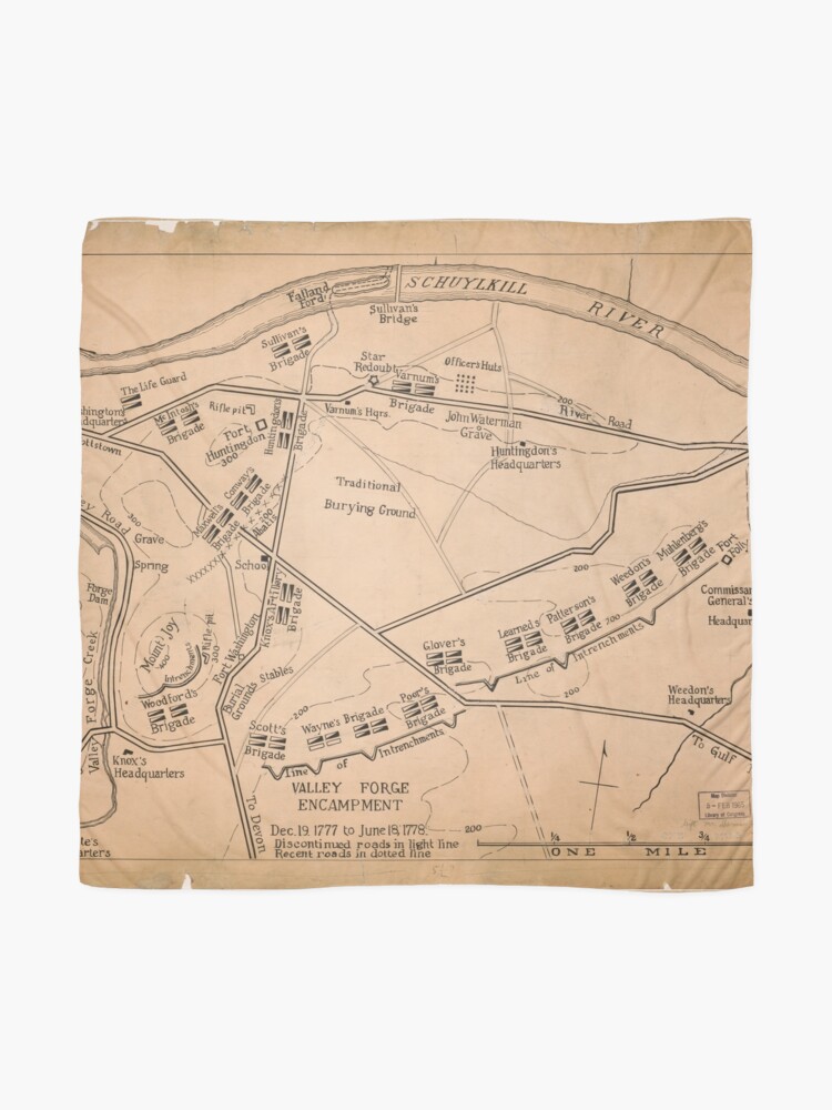 "Valley Forge Encampment Map, Dec. 19, 1777 - June 18, 1778" Scarf for ...
