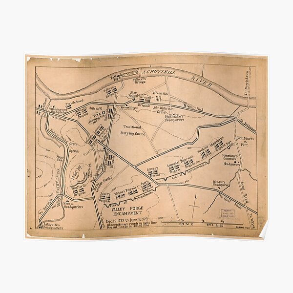 "Valley Forge Encampment Map, Dec. 19, 1777 - June 18, 1778" Poster for ...