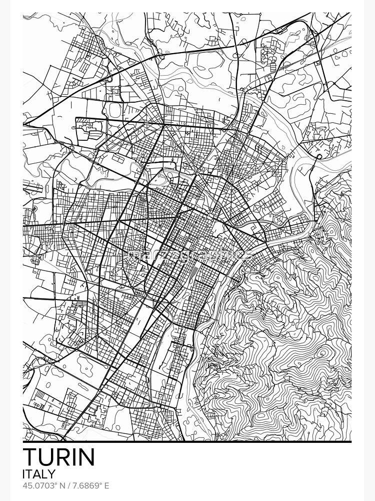 Lienzo «Mapa de Turín, arte de la pared con impresión de carteles, regalo de Italia para ...