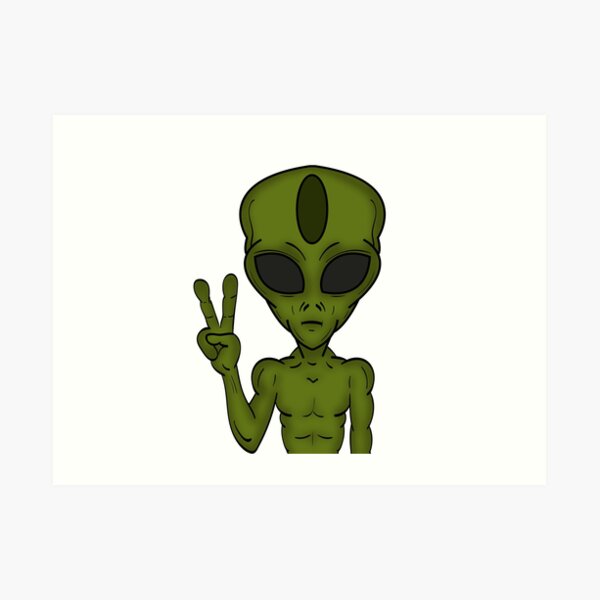 Peace Sign Alien Wall Art | Redbubble
