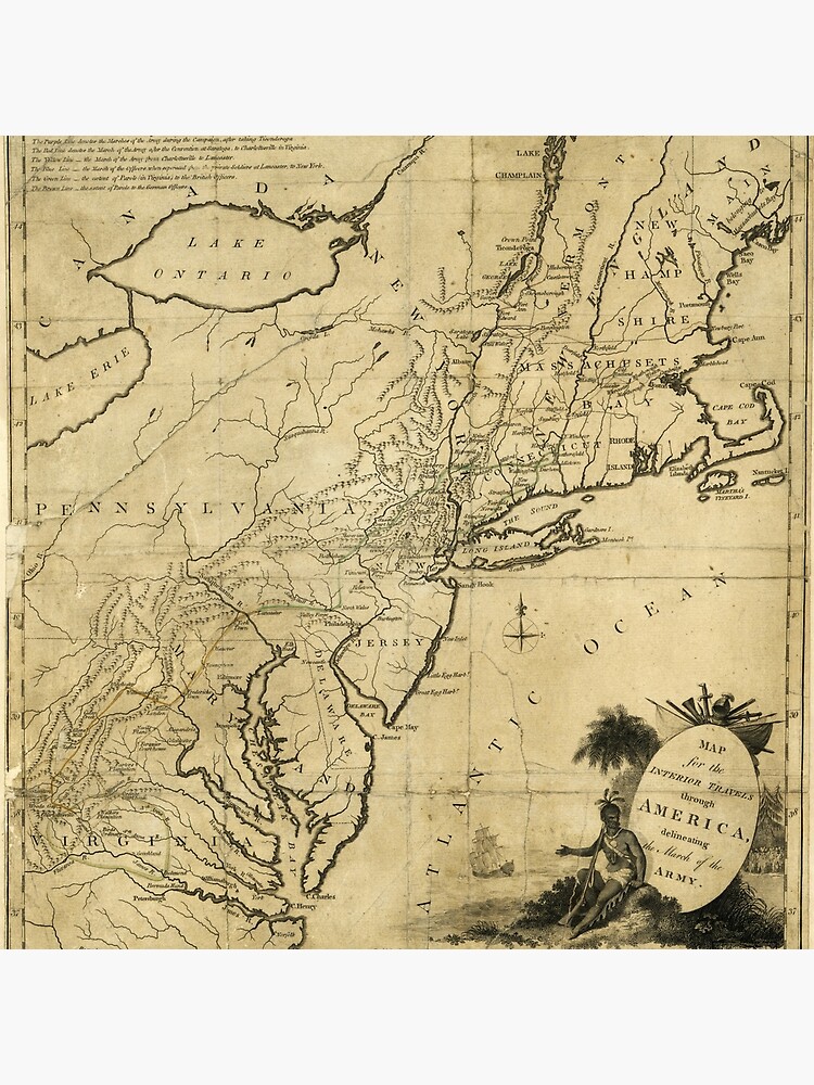 "American Revolution Map by Thomas Conder (circa 1780)" Art Board Print ...