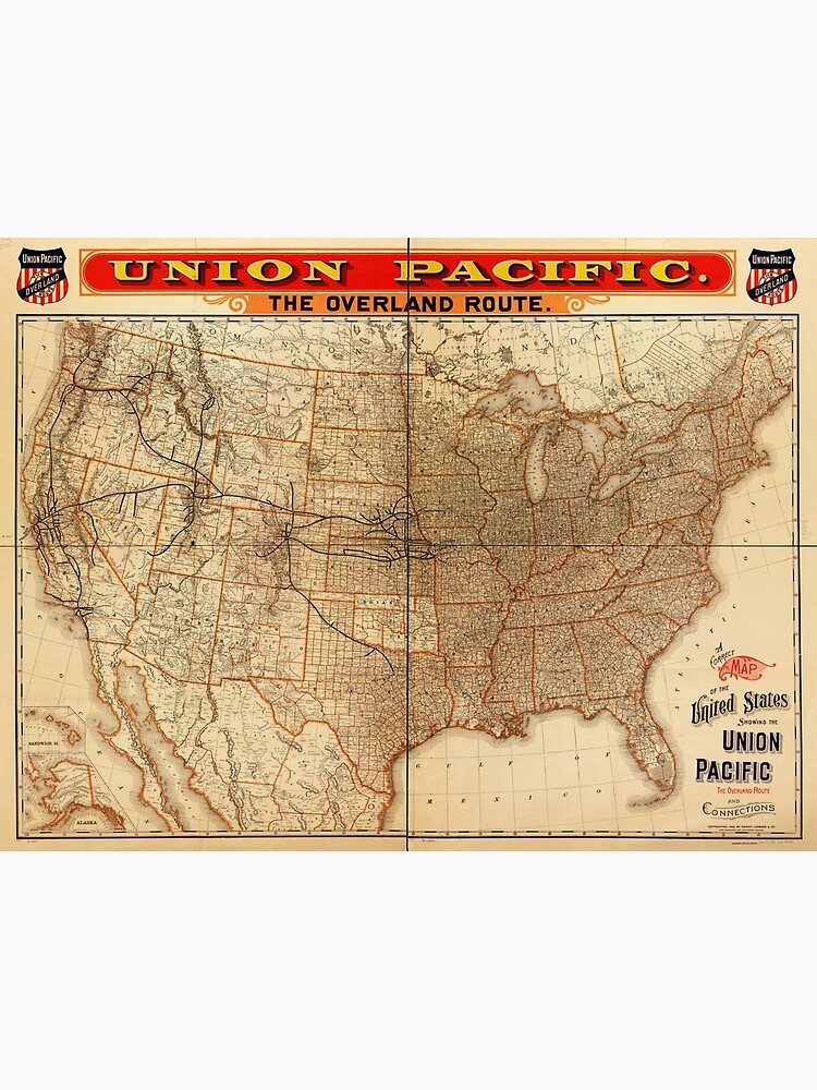 "United States Map Union Pacific Railroads (1892)" Poster by allhistory ...