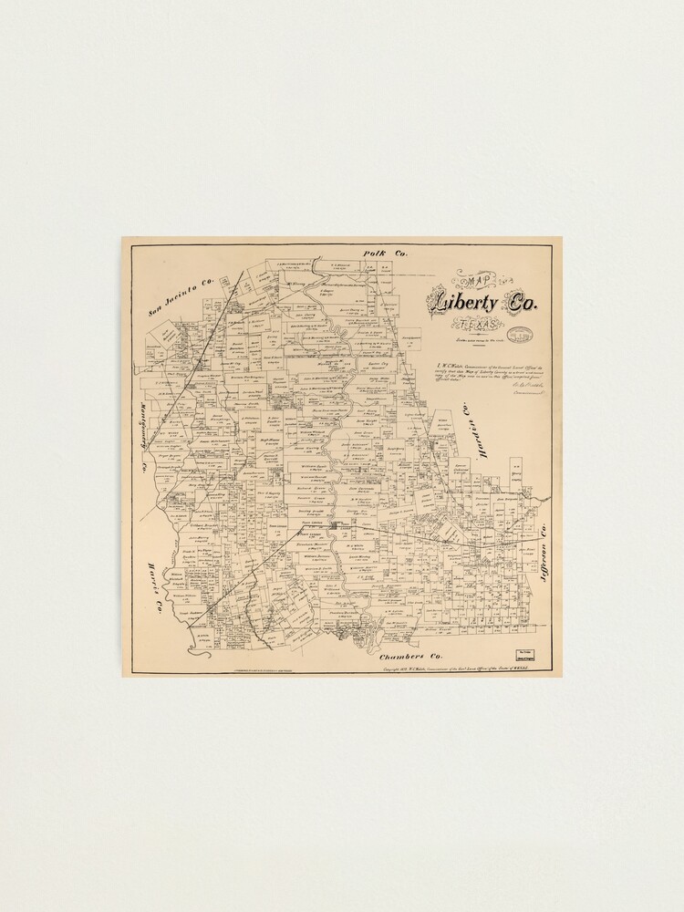 "Map of Liberty County, Texas (1879)" Photographic Print for Sale by ...
