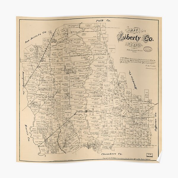 "Karte von Liberty County, Texas (1879)" Poster von allhistory | Redbubble