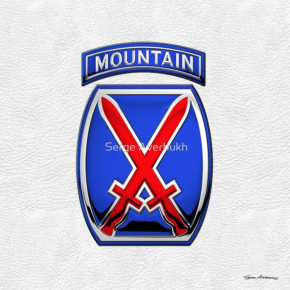 "10th Mountain Division - 10th MTN Insignia over White Leather" by ...